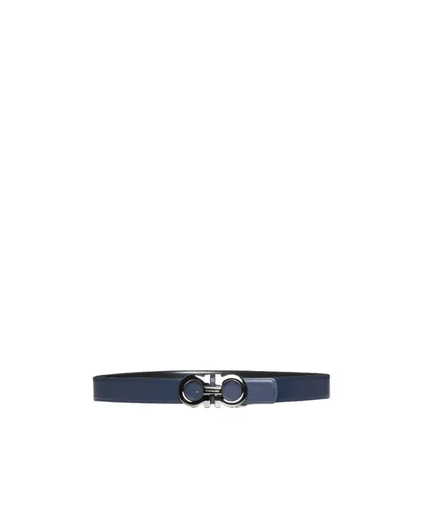 FERRAGAMO Double-sided Gancini Belt - Blue