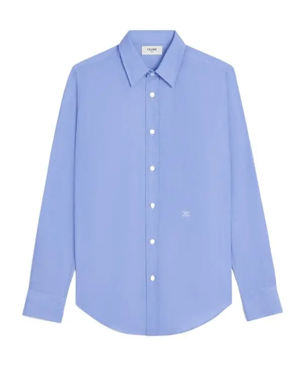 Celine Classic Shirt In Cotton Poplin - Blue