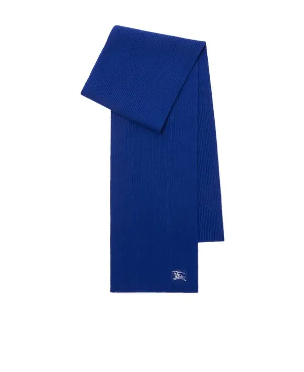 Burberry Equestrian Knight Embroidered Ribbed Scarf - Blue