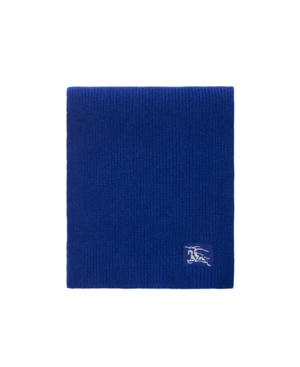 Burberry Equestrian Knight Embroidered Ribbed Scarf - Blue