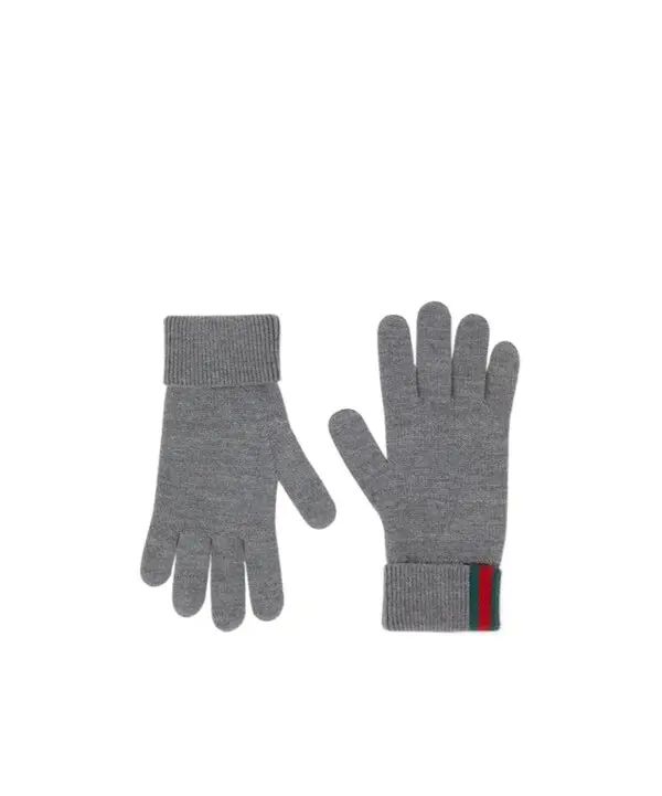 Gucci Wool Gloves With Web Detailing