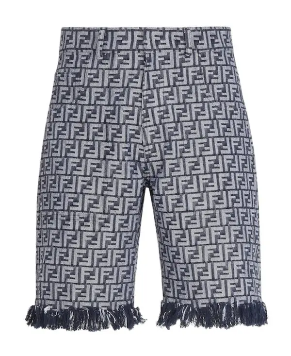 Fendi Logo Detailed Denim Bermuda Shorts