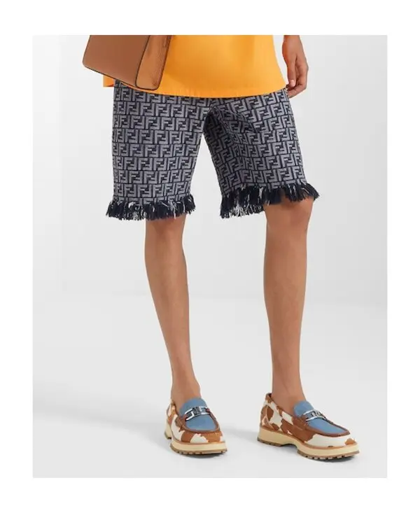 Fendi Logo Detailed Denim Bermuda Shorts