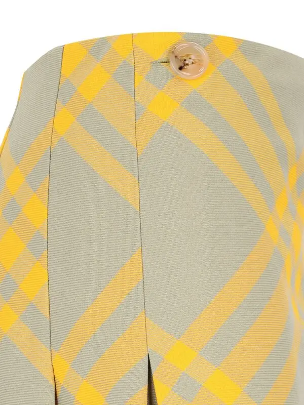 Burberry Checked Pleated Skirt With Frayed Hem