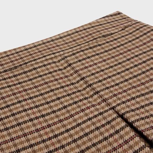 Celine Trapeze Mini Skirt In Double Face Check Wool
