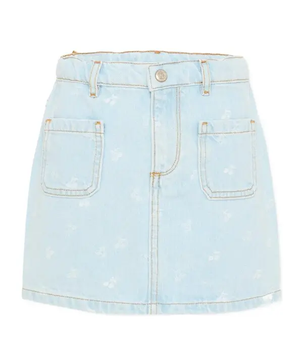 Bonpoint Skirt With Cherry Embroidery - Denim Blue