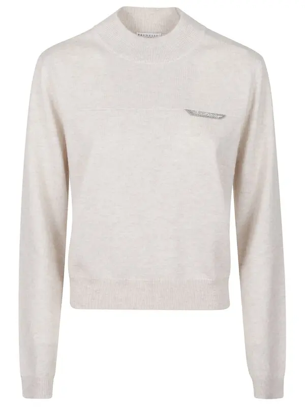 Brunello Cucinelli Monile Cashmere Turtleneck Sweater - Neutrals