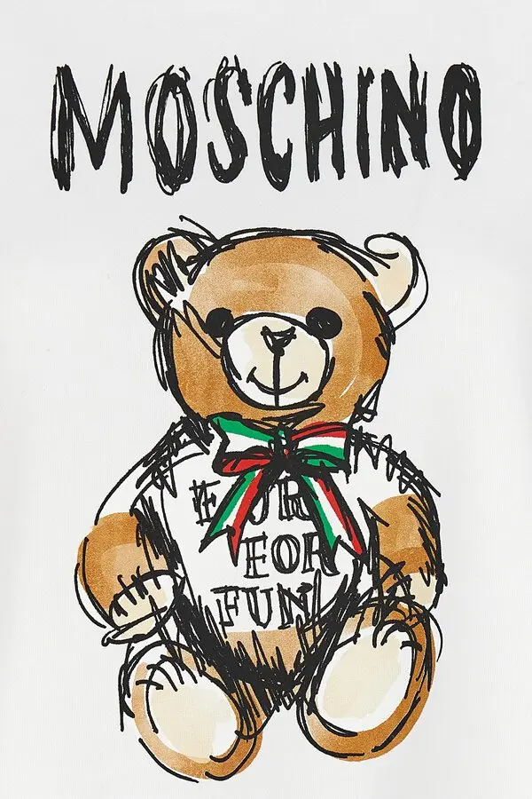 Moschino Teddy Bear Printed Crewneck Sweatshirt - White