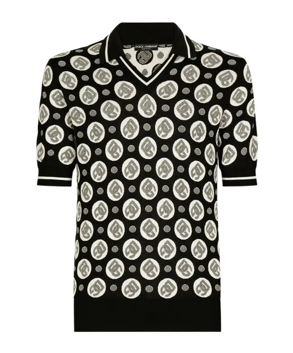 Dolce & Gabbana Logo-print Silk Polo Shirt