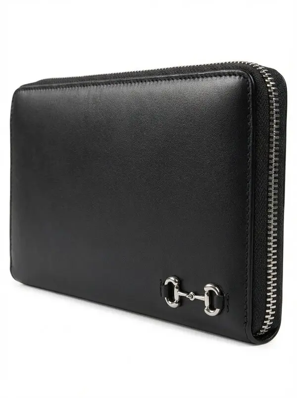 Gucci Zip Around Wallet With Horsebit - Black