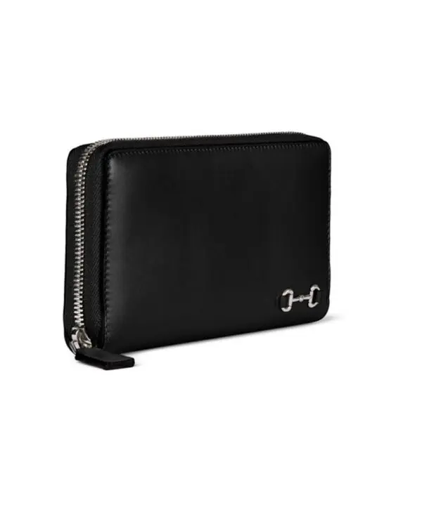 Gucci Zip Around Wallet With Horsebit - Black