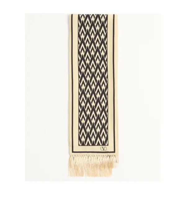 Valentino Garavani Toute La V Fringed Edge Scarf