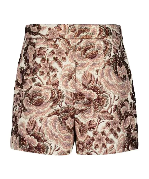 Valentino Garavani Floral Jacquard High Waist Shorts - Nude