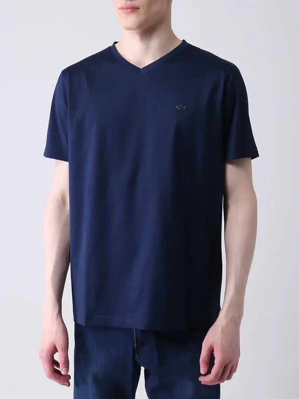 PAUL  SHARK V-collar Logo T-shirt
