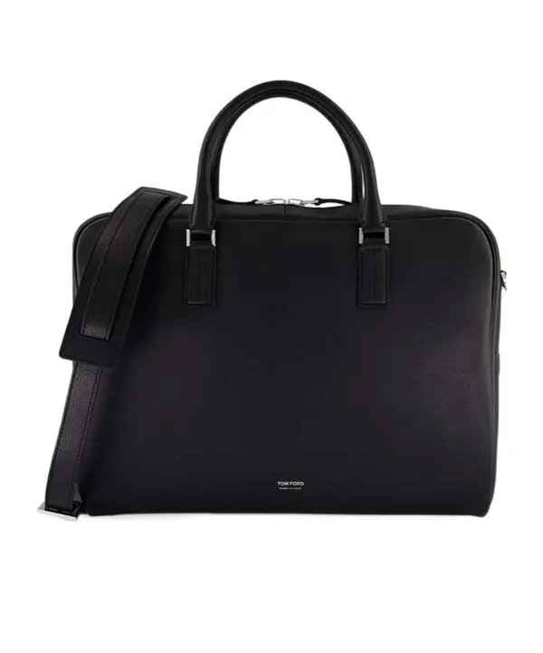 TOM FORD Logo Printed Zipped Briefcase - Black