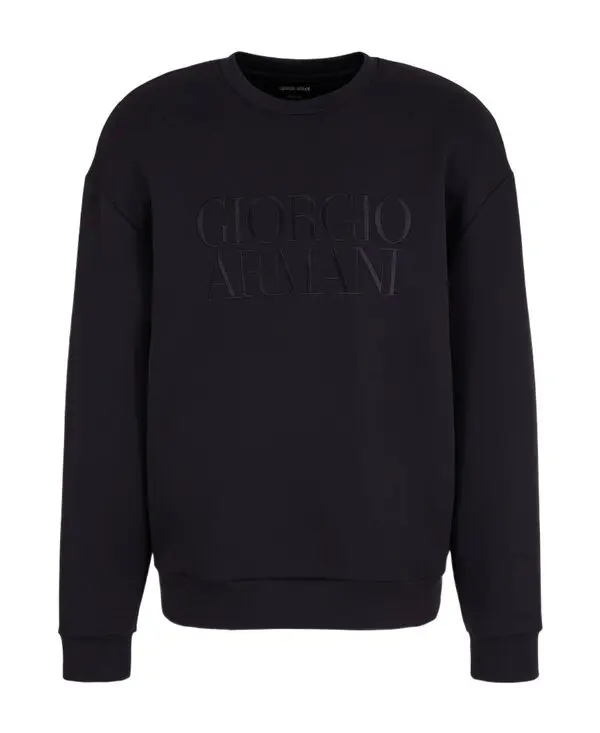 Giorgio Armani Logo-embroidered Round-neck Jumper - Black