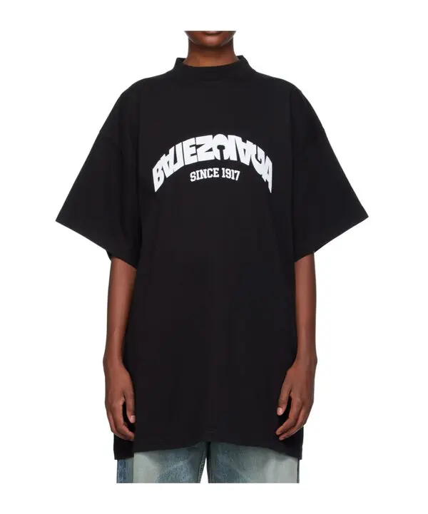 Balenciaga Flip Logo Printed Oversized T-shirt - Black/white