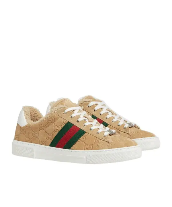 Gucci Embossed Low-top Sneakers With Web Detail