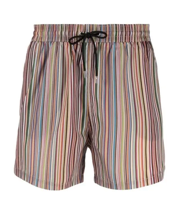 Paul Smith Striped Drawstring Swim Trunks - Nude
