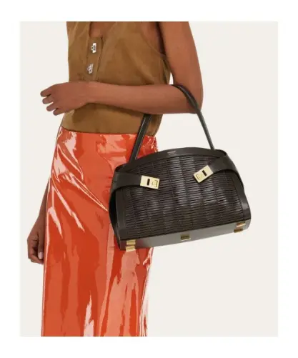 FERRAGAMO Hug Top Handle Handbag - Black