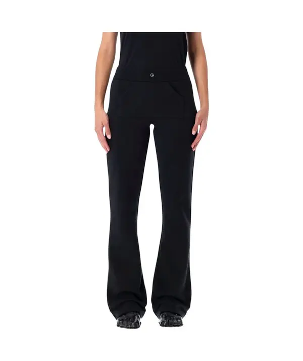 Coperni Low-waisted Jersey Trousers With Metal Insignia - Black