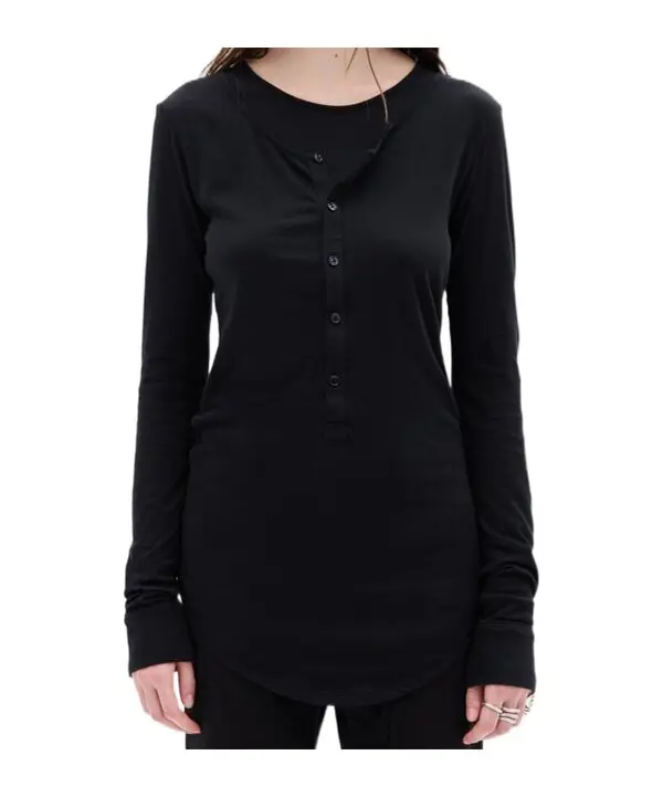 ANN DEMEULEMEESTER Vero Button-front Long-sleeve T-shirt - Black