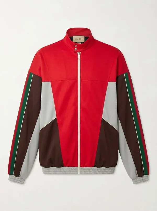 Gucci Web Striped Detail Zipped Sweatshirt - Red