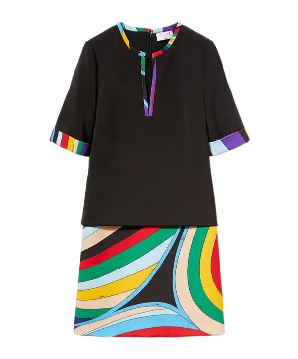Emilio Pucci Iride Print Mini Dress - Black, Sky Blue, Bright Purple, Bright Yellow