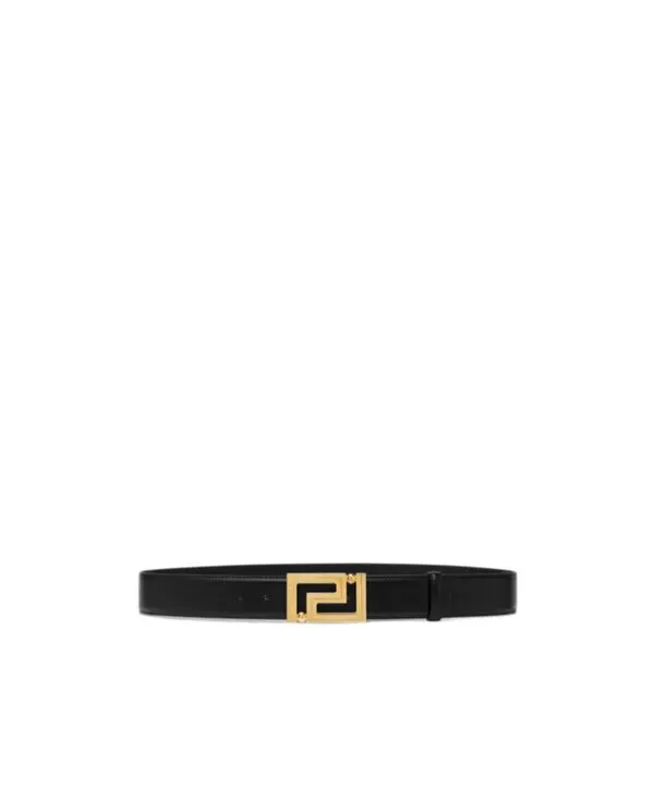 Versace Greca Logo Engraved Belt - Black  Gold