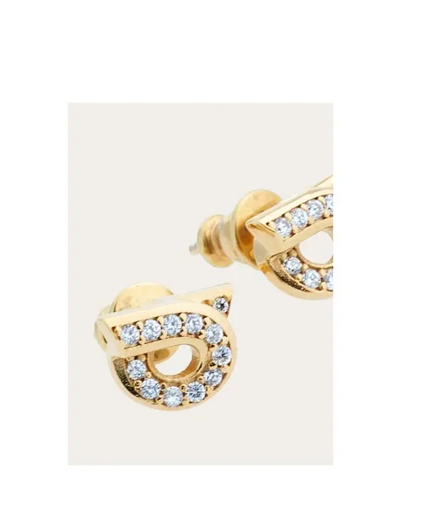 FERRAGAMO Gancini Embellished Stud Earrings - Yellow