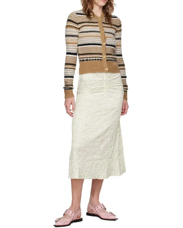 GANNI Logo Embroidered Striped Cardigan
