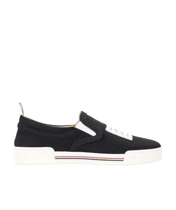 Thom Browne Logo-patch Slip-on Sneakers - Navy Blue