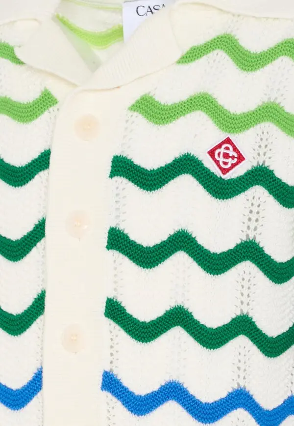 Casablanca Knitted Cardigan With Wave Pattern