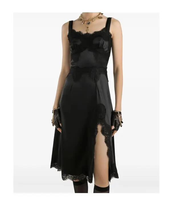 Dolce & Gabbana Lace-embellished Satin Dress