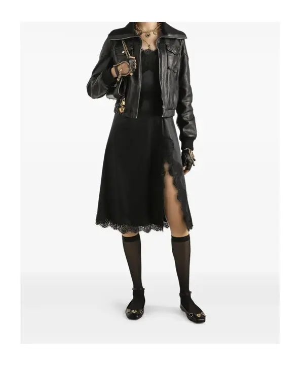 Dolce & Gabbana Lace-embellished Satin Dress