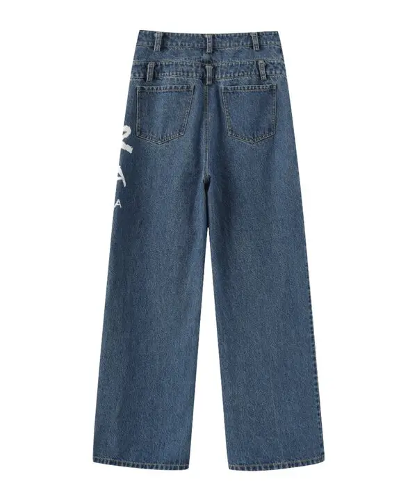 Marissa Chiara Wide Leg Jeans With Logo Detail