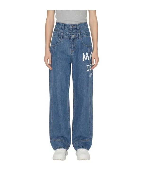 Marissa Chiara Wide Leg Jeans With Logo Detail