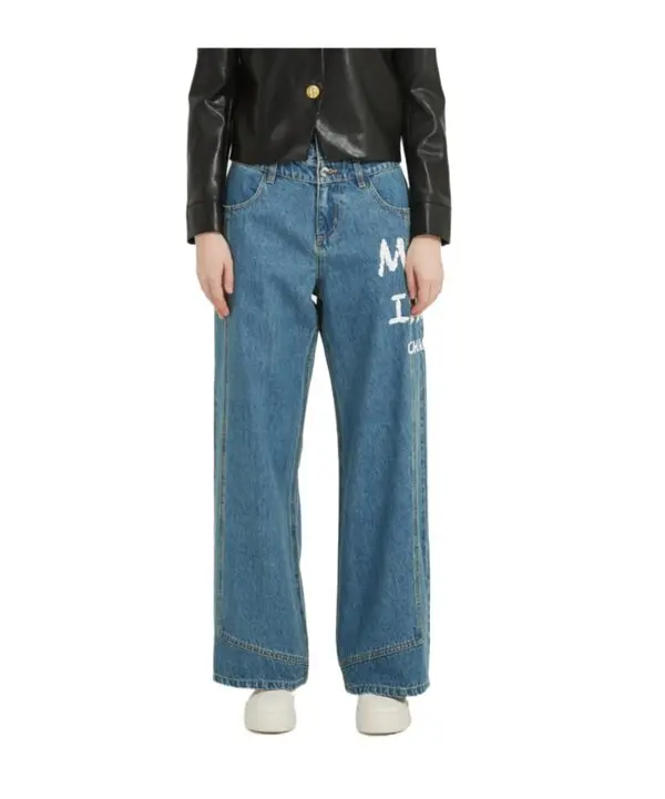 Marissa Chiara Wide Leg Jeans With Logo Detail