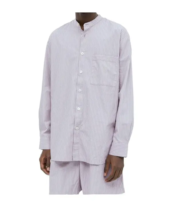 TEKLA Striped Shirt With Band Collar