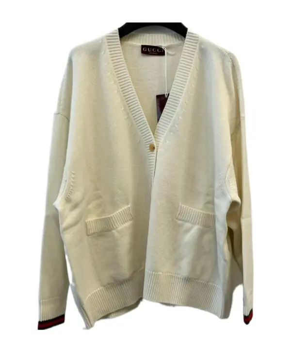 Gucci V-neck Cardigan With Button Fastening And Ribbed Cuffs