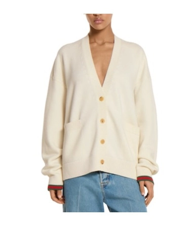 Gucci V-neck Cardigan With Button Fastening And Ribbed Cuffs