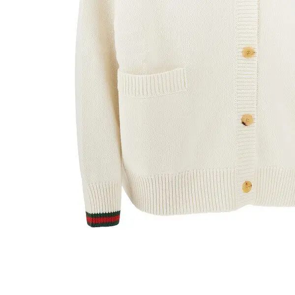 Gucci V-neck Cardigan With Button Fastening And Ribbed Cuffs