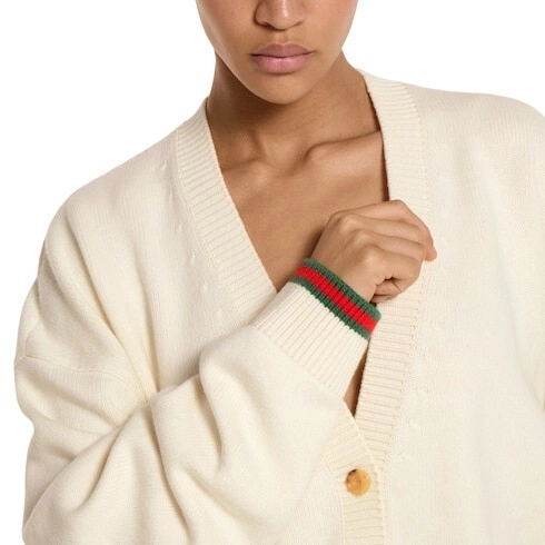 Gucci V-neck Cardigan With Button Fastening And Ribbed Cuffs