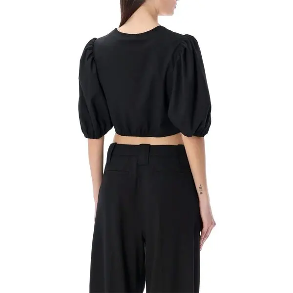 GANNI Puff Sleeve Cropped Top