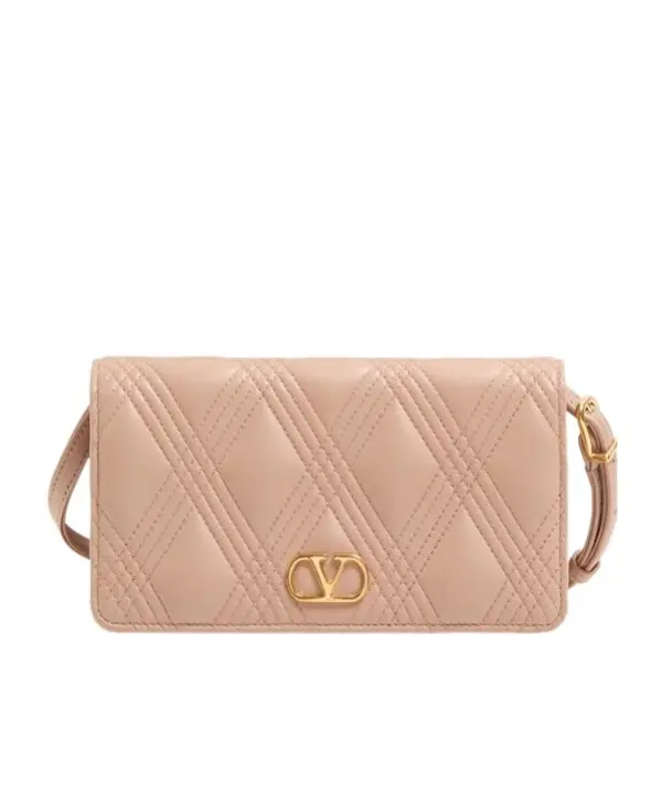Valentino Garavani Quiltie 67 Foldover Top Mini Shoulder Bag - Rose Cannelle