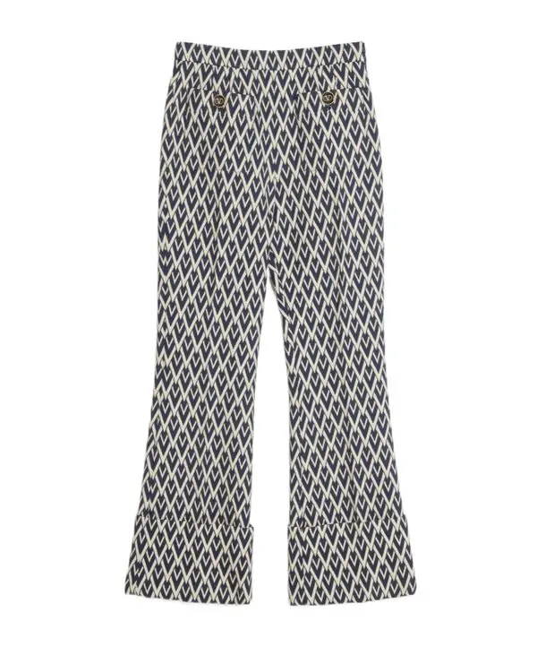 Valentino Garavani Monogram Jacquard Flare Trousers - Gray