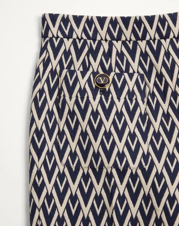Valentino Garavani Monogram Jacquard Flare Trousers - Gray