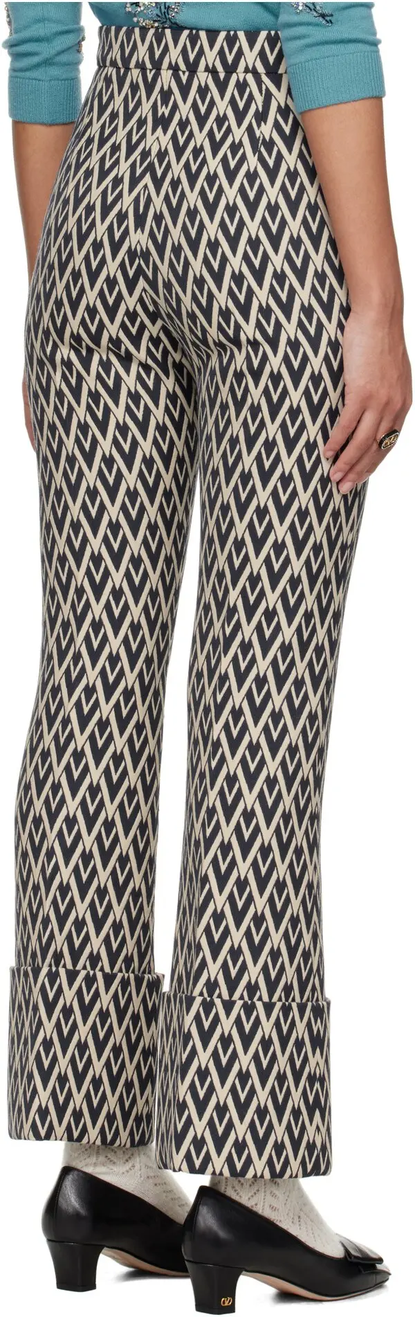 Valentino Garavani Monogram Jacquard Flare Trousers - Gray