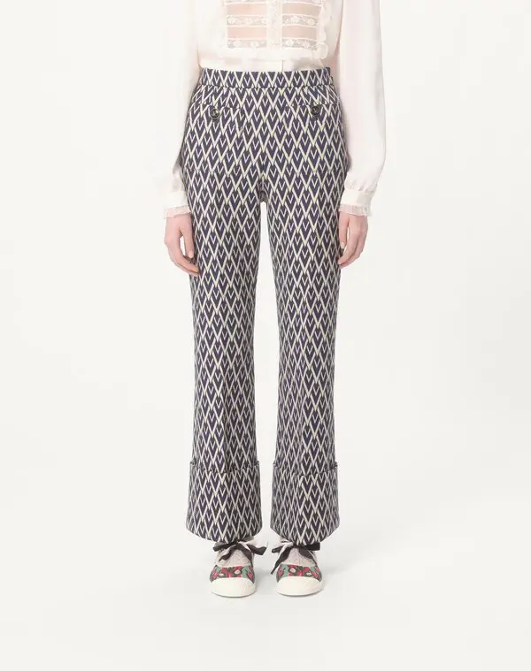 Valentino Garavani Monogram Jacquard Flare Trousers - Gray