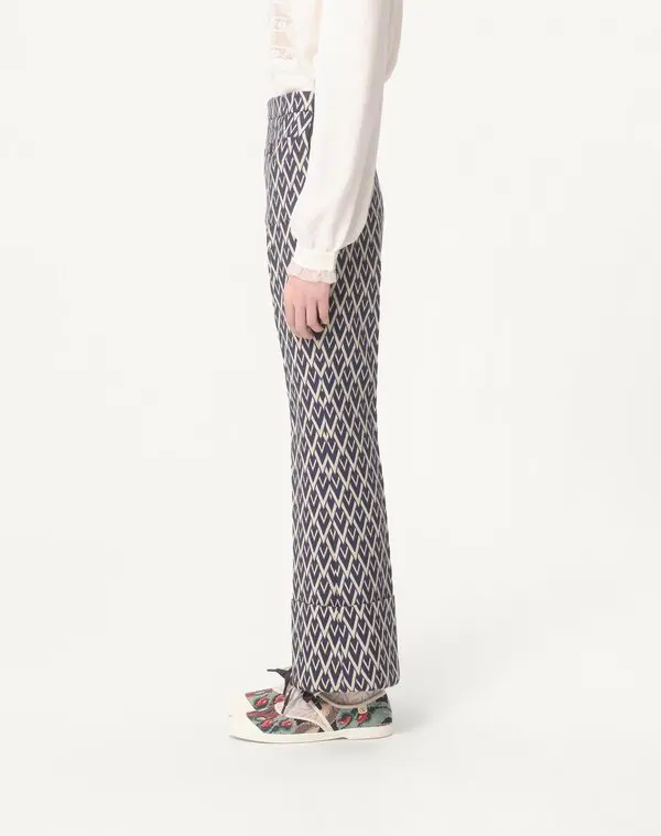 Valentino Garavani Monogram Jacquard Flare Trousers - Gray